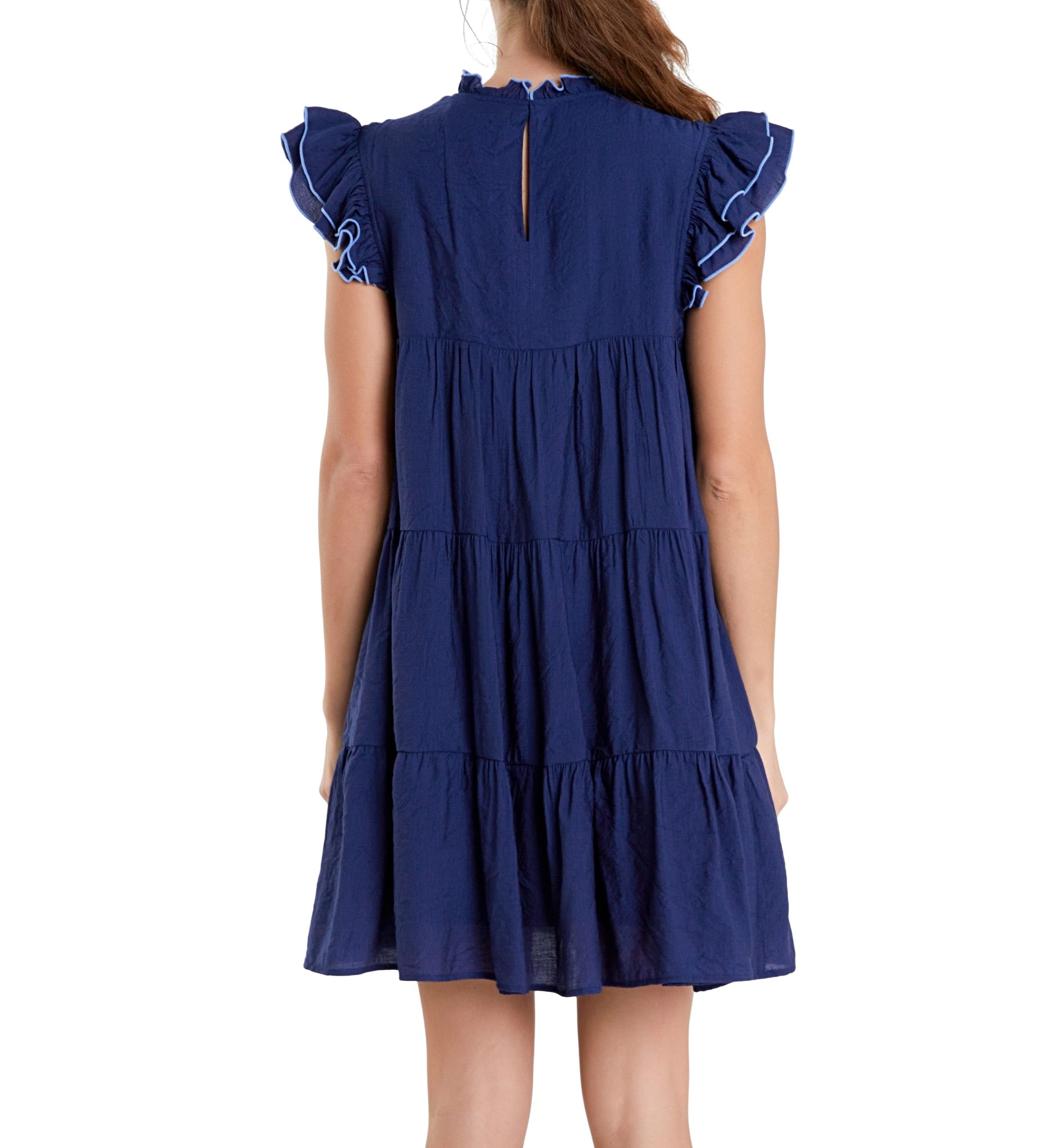ENGLISH FACTORY Contrast Merrow Babydoll Dress | Belk