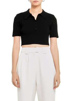 Grey Lab Ribbed Polo Knit Top with Side slit | belk