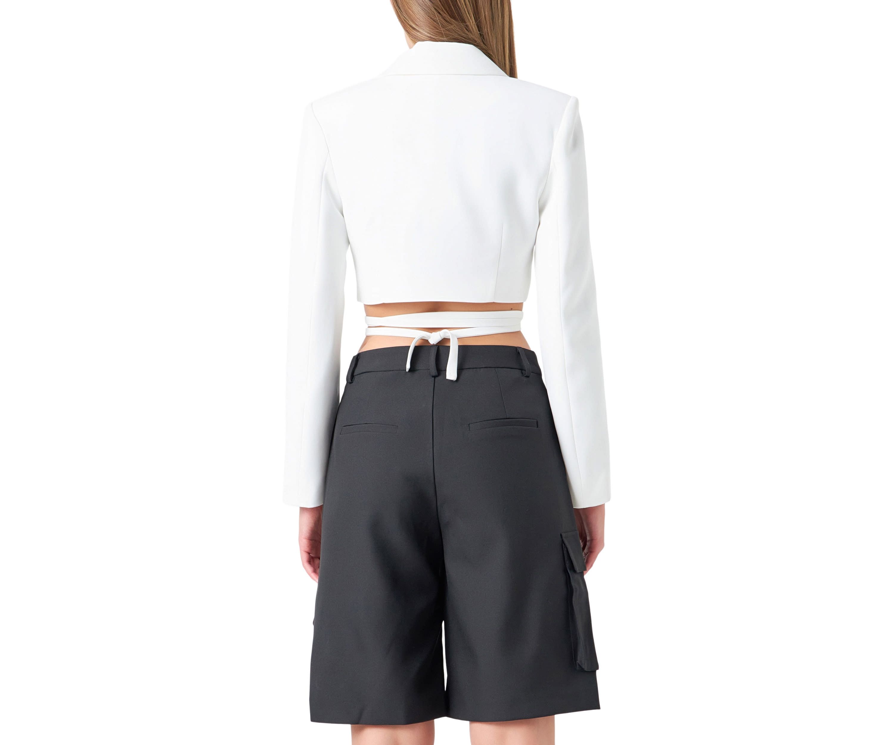 Grey Lab Cropped Blazer with Tie Detail | Belk