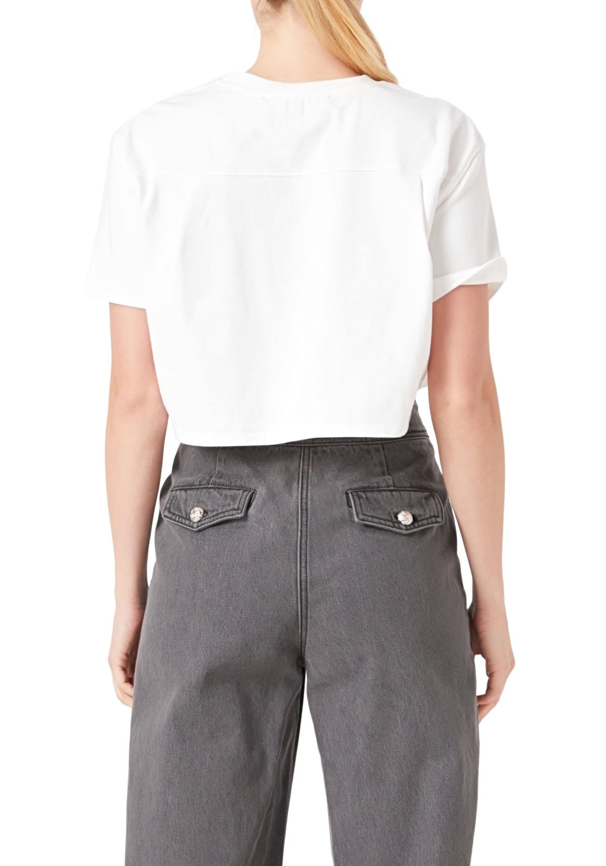 Grey Lab Cropped Top with Elastic Band | Belk