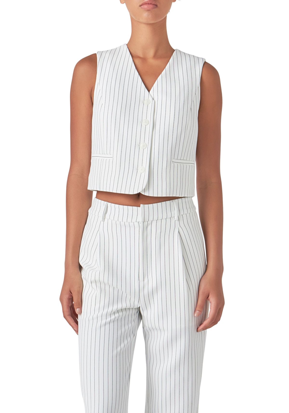 Grey Lab Pinstrpied Vest with Welted Pocket | Belk
