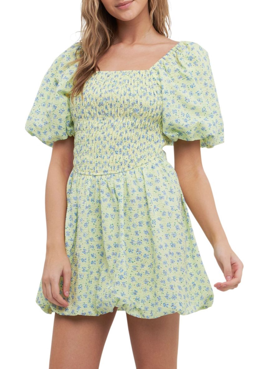 Free The Roses Floral Smocked Mini Balloon Dress | Belk