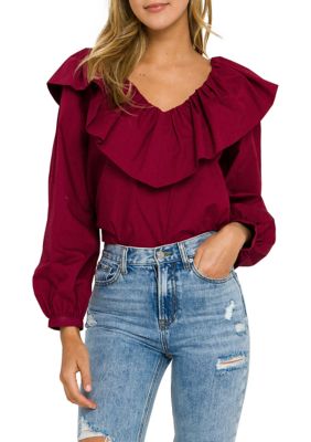 Free The Roses Ruffled Neck Blouse | belk