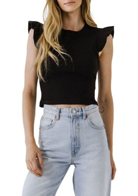 Free The Roses Ruffle Detail Knit Top | belk