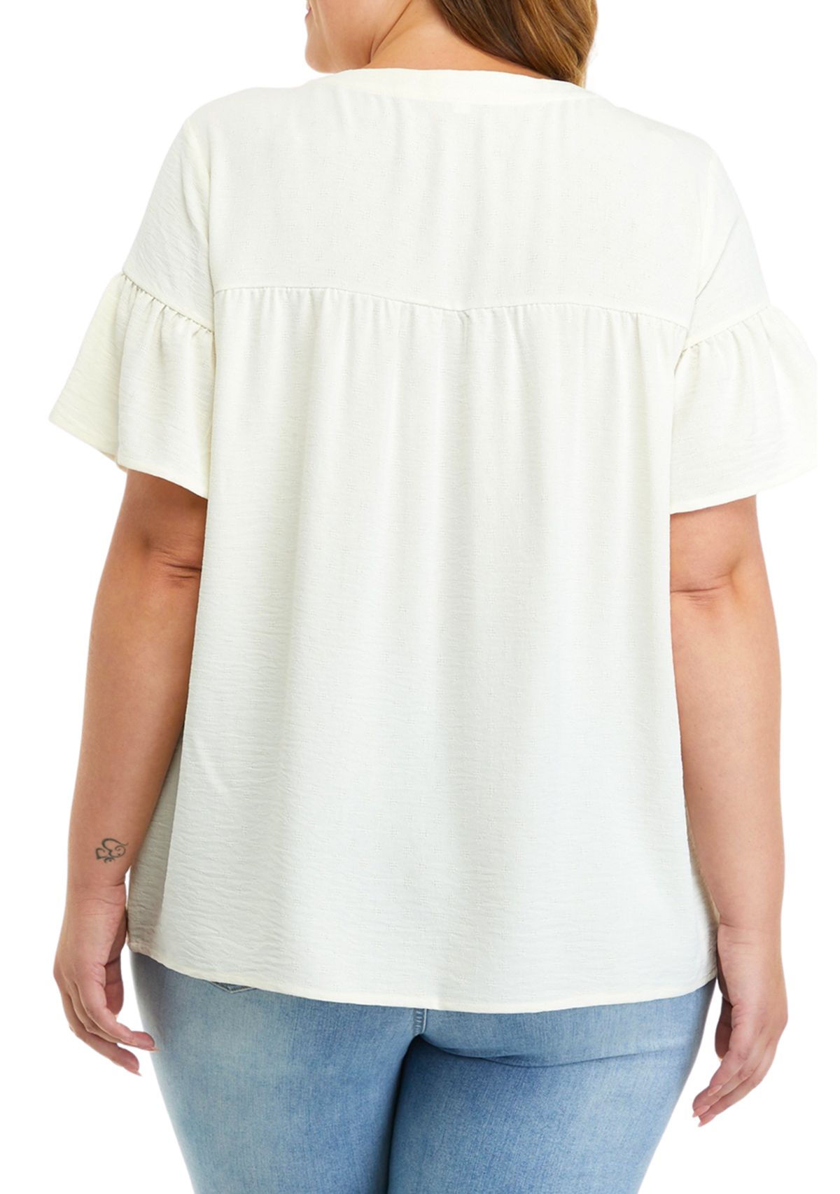 Wonderly Plus Size Short Flutter Sleeve Airflow Top | Belk