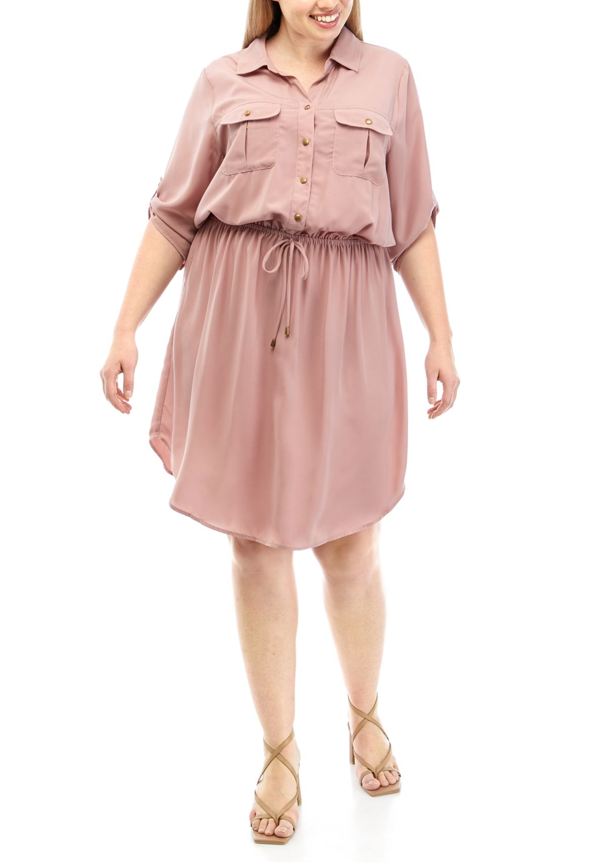 Gypsies and Moondust Plus Size Roll Tab Shirt Dress | Belk