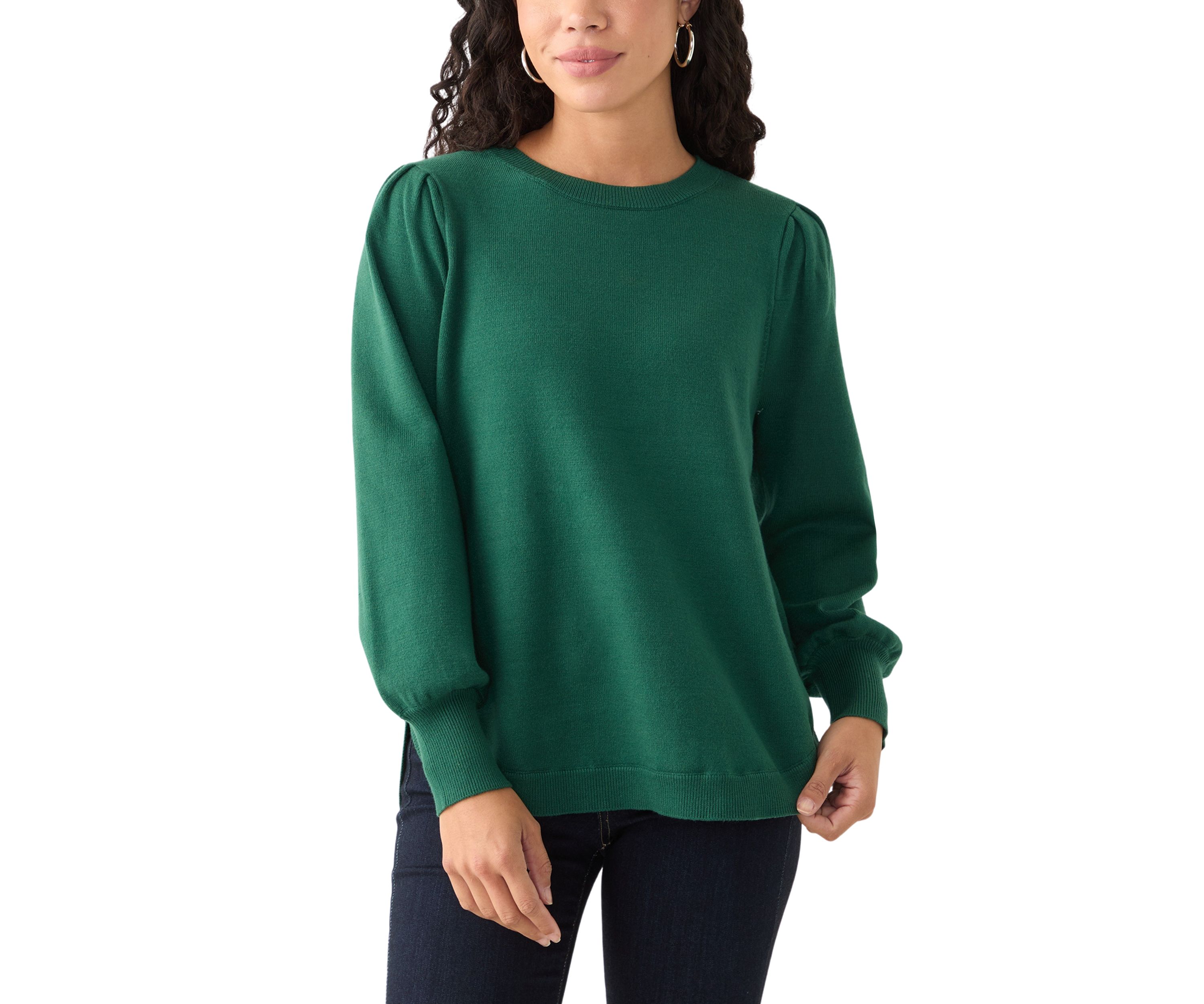 Crown & Ivy™ Petite Round Hem Tipped Sweater | Belk