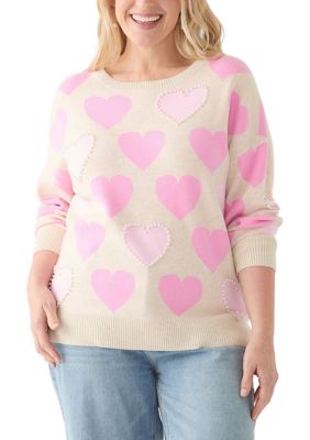Crown & Ivy™ Plus Size Heart Printed Sweater | belk