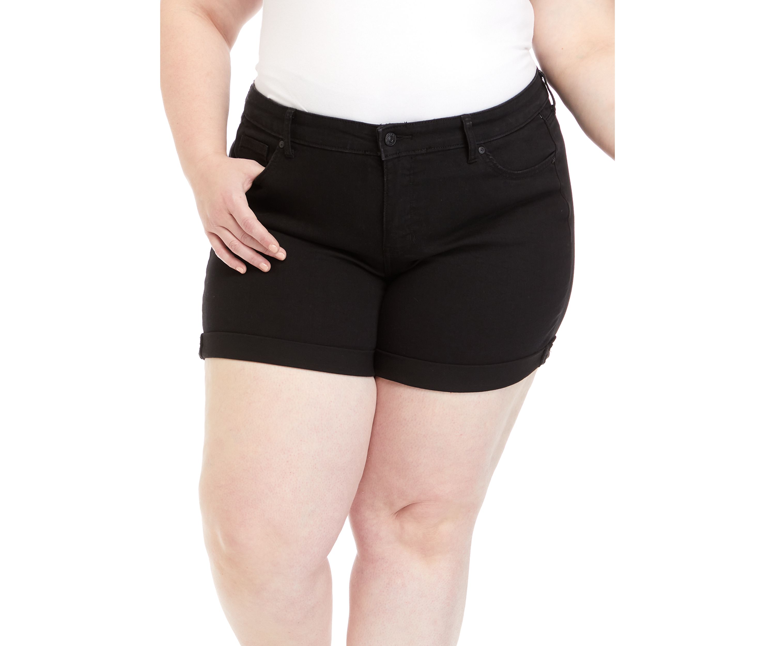 Wonderly Plus Size Mid Rise Denim Shorts | Belk