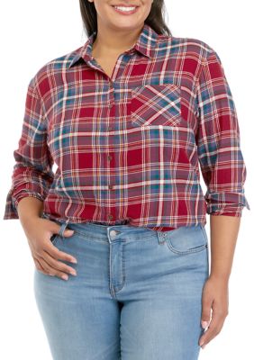 TRUE CRAFT Plus Size Printed Woven Top | belk