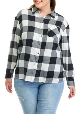 TRUE CRAFT Plus Size Woven Button Down Top | belk