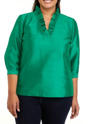Crown & Ivy™ Plus Size Ruffle Neck Top | belk