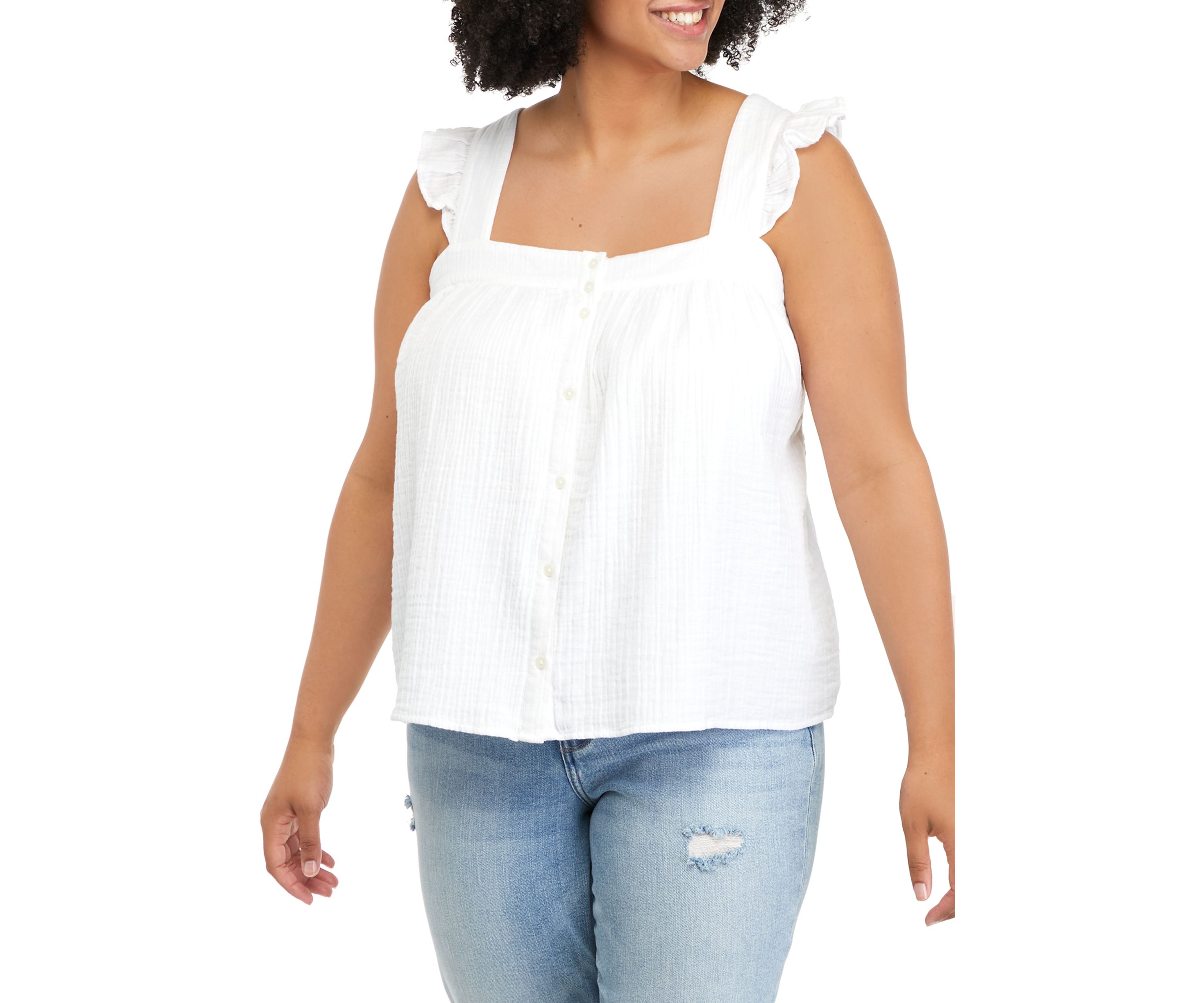 TRUE CRAFT Plus Size Gauze Tank Top | Belk