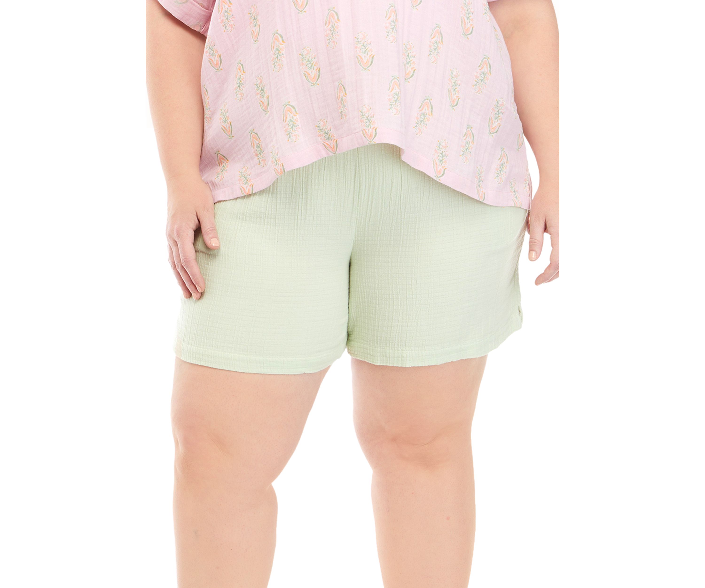 Wonderly Plus Size Cotton Gauze Shorts | Belk