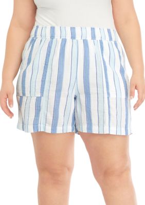 Wonderly Plus Size Seamed Pull On Yarn Dyed Shorts | belk