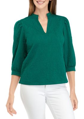 Crown & Ivy™ Petite Ruffle Split Neck Top | belk