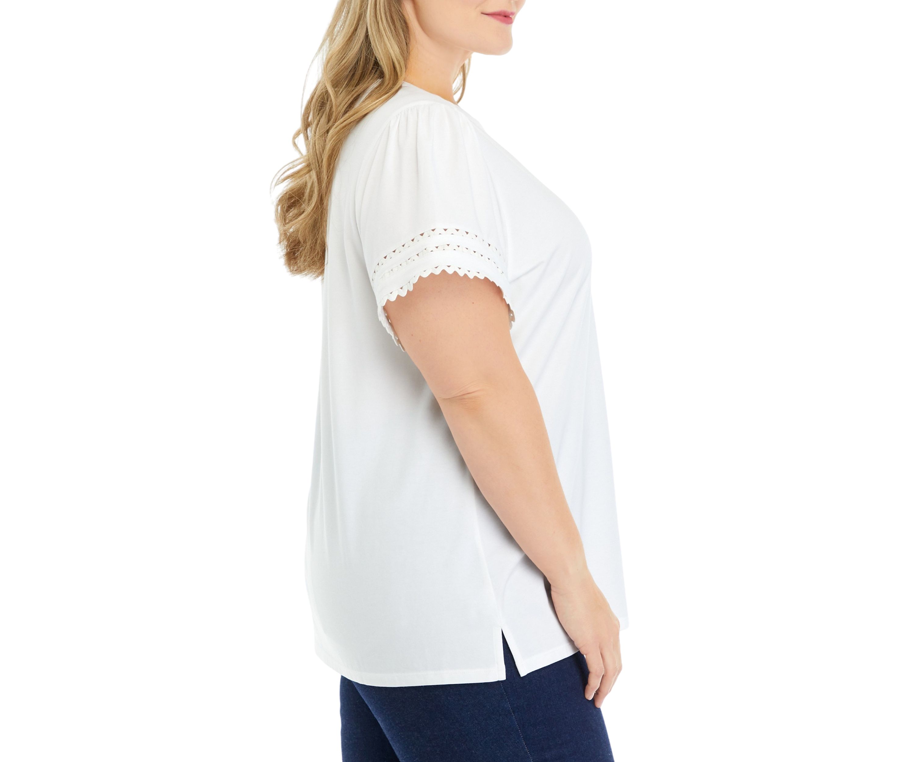Crown & Ivy™ Plus Size Ric Rac Trim Top | Belk