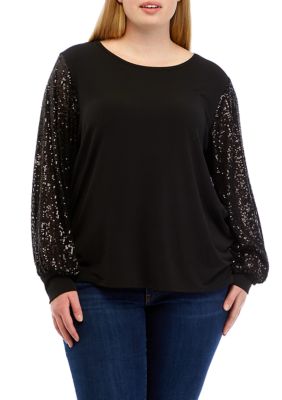 T TAHARI Plus Size Long Sleeve Crew Neck Top | belk