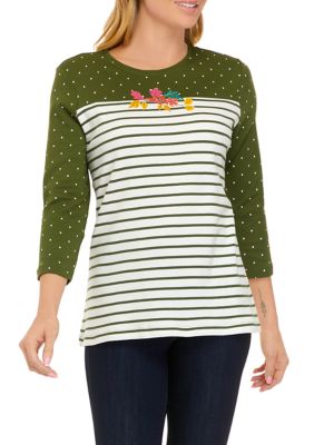 Kim Rogers® Women's Crew Neck Yoke Graphic Long Sleeve T-Shirt | belk