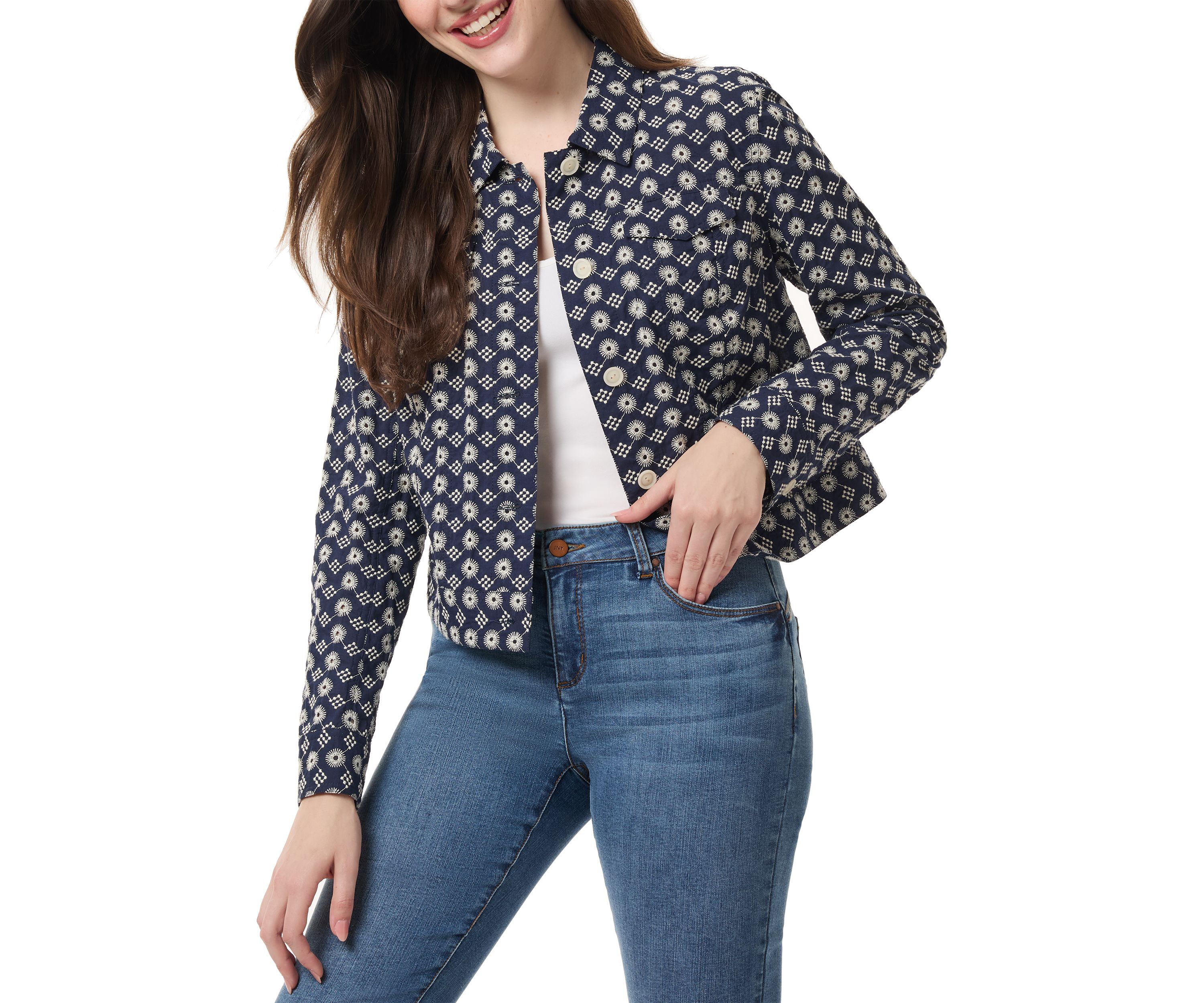 JONES NEW YORK Women's Eyelet Trucker Jacket | Belk