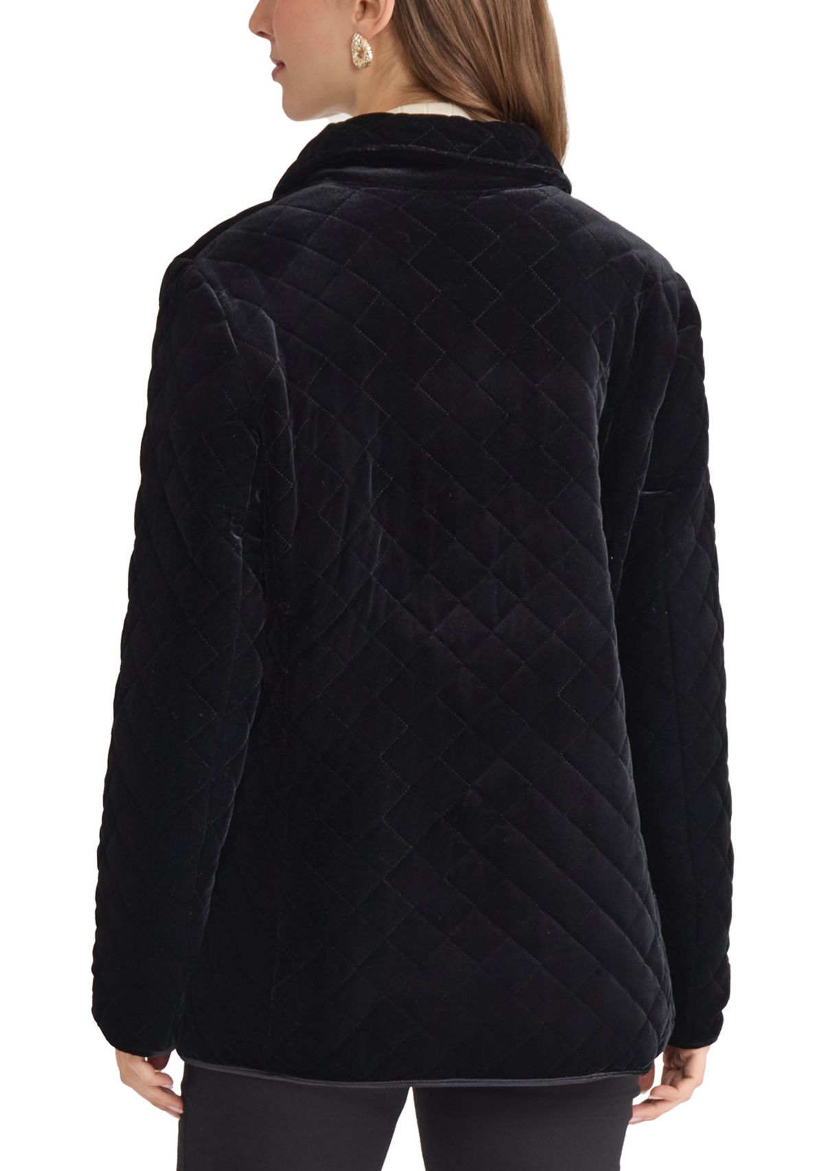 JONES NEW YORK Women's Snap Front Quilted Velvet Jacket | Belk