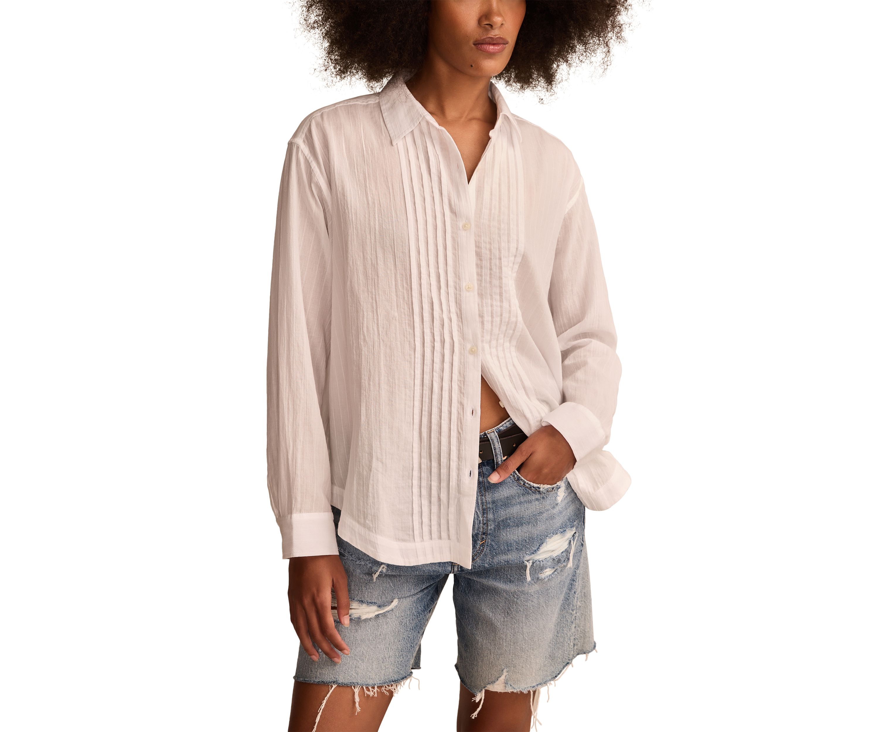 Lucky Brand Solid Pintuck Button Down Shirt | Belk