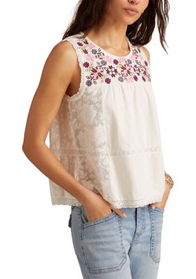 Lucky Brand Women's Embroidered Yoke Tank Top | Belk