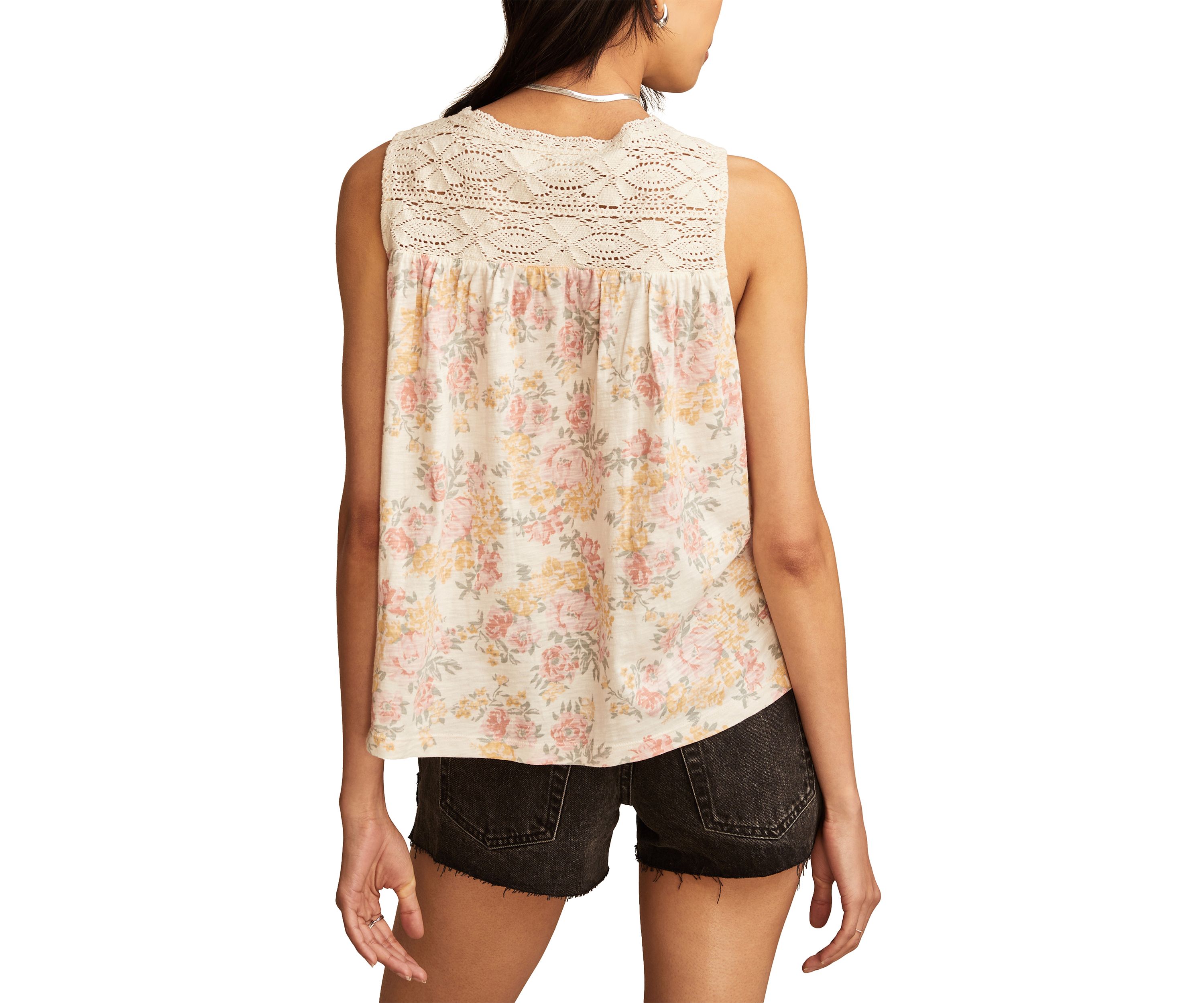 Lucky Brand Lace Trim Printed Tank Top | Belk