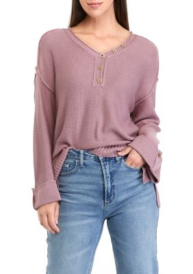 Wonderly Women's Drop Shoulder Henley Sweater | belk