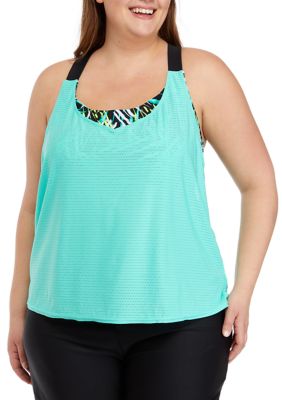 ZeroXposur Plus Size Comet Wide Strap 2-Fer Swim Top | belk