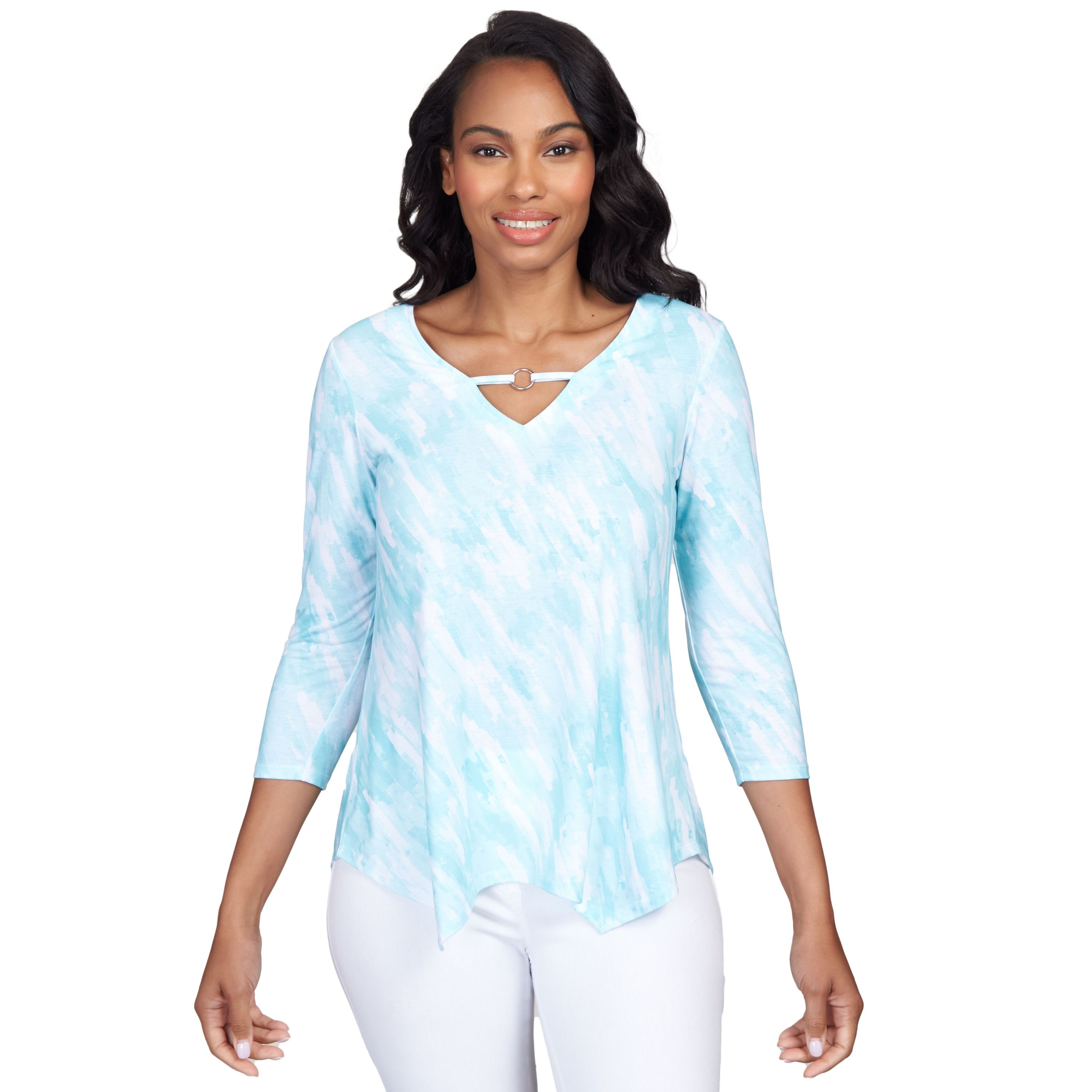 Hearts of Palm PRINTED SINGLE RING NECK TOP | Belk