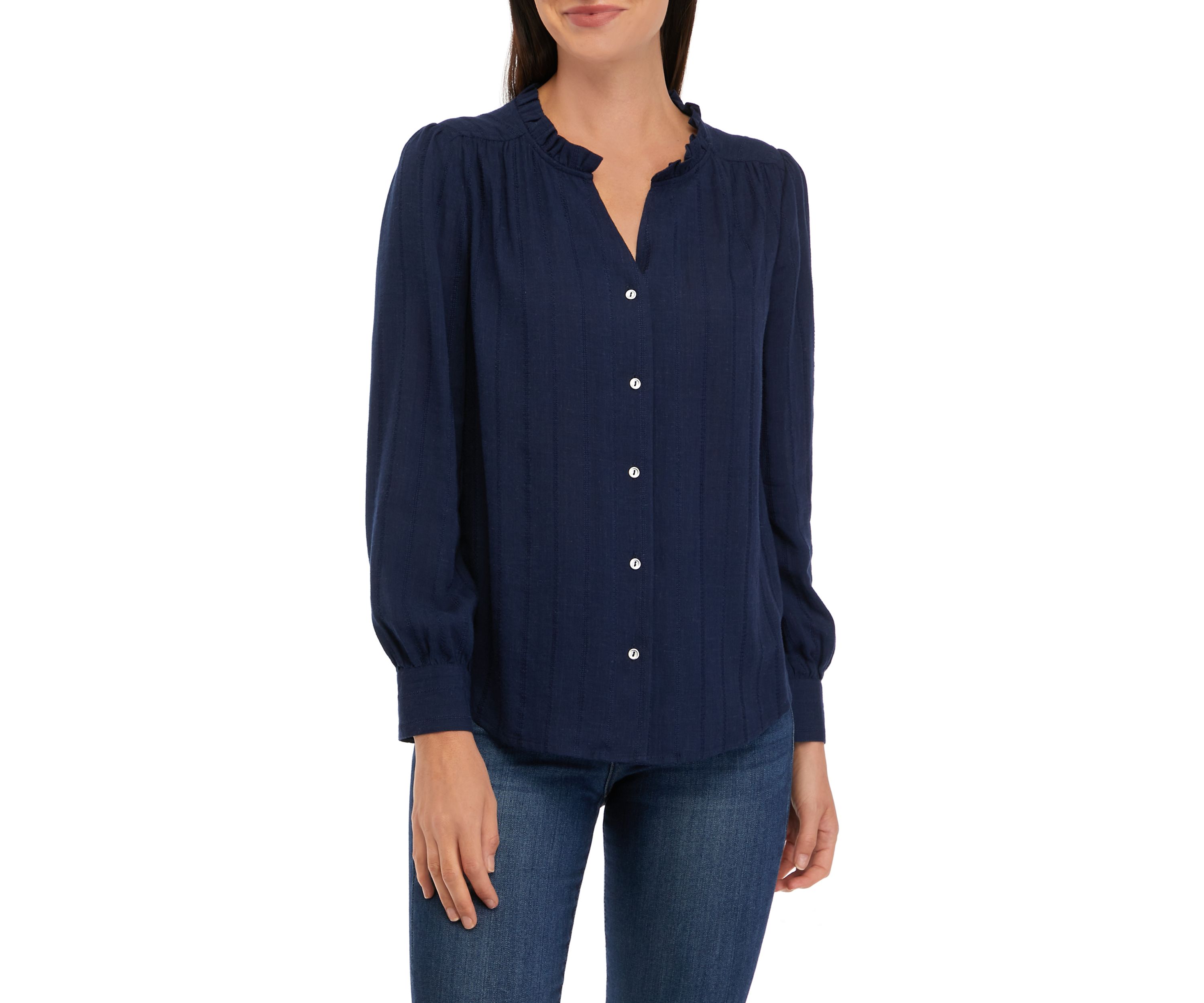 Wonderly Women's Button Front Blouse with Ruffles | Belk