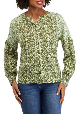 Wonderly Women's Printed Banded Blouse | belk