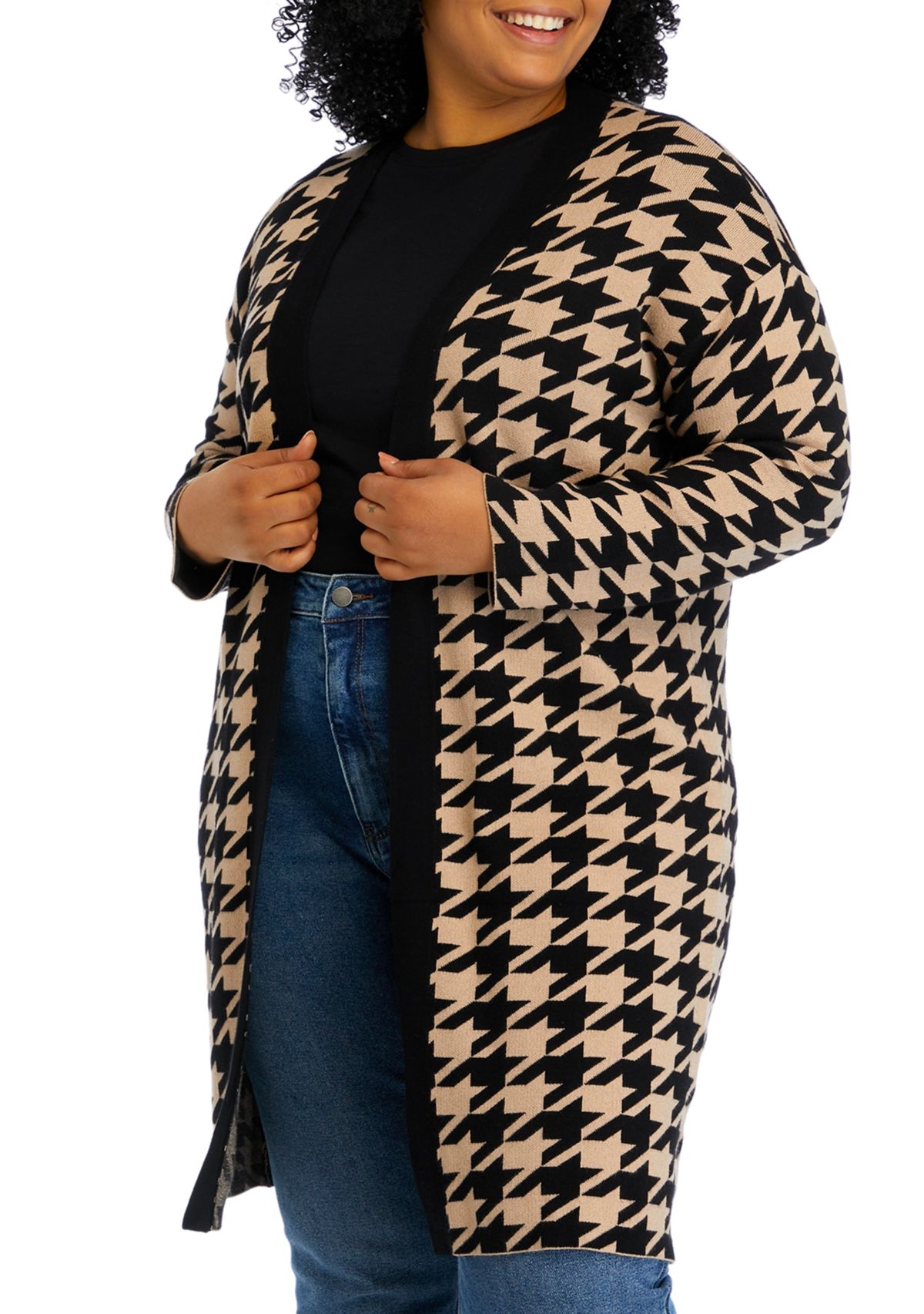 THE LIMITED Plus Size Long Sleeve Houndstooth Cardigan | Belk