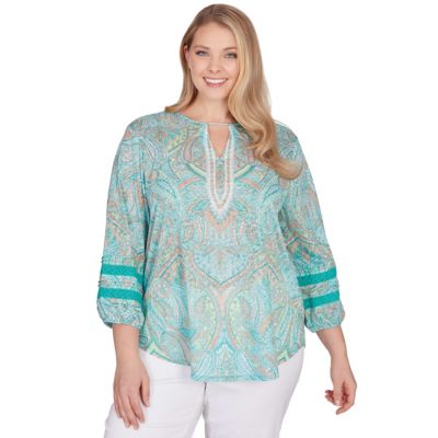 Larky Lark Lace-Enhanced Paisley Top | belk