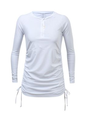 Snapper Rock Ladies White Ruched LS Swim Dress | belk