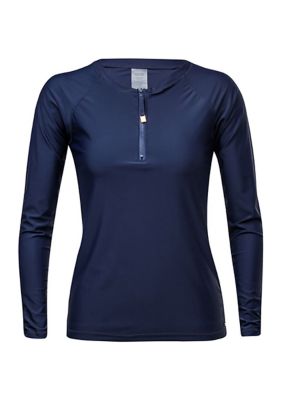 Snapper Rock Ladies Navy 1/2 Zip LS Rash Top | belk