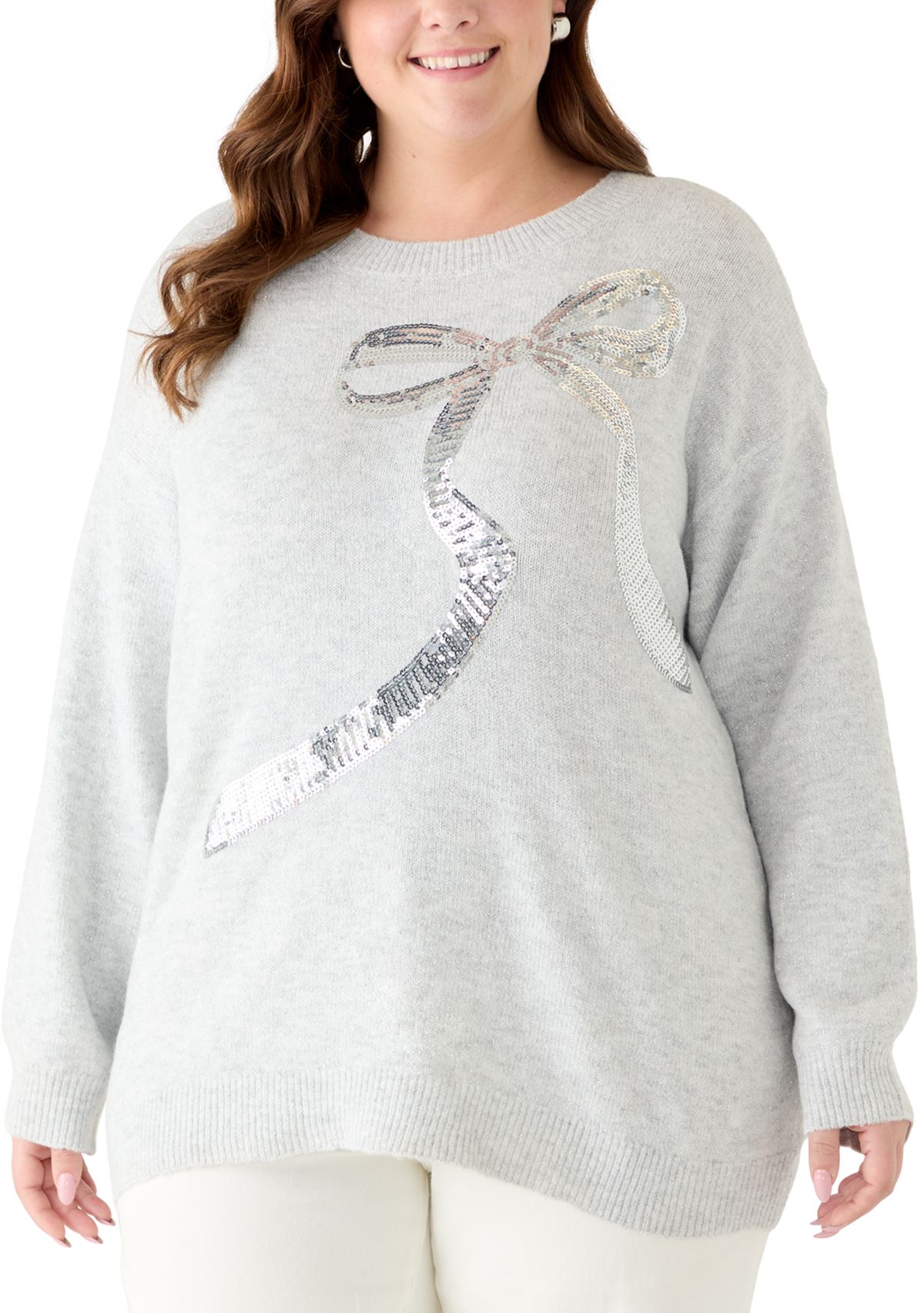 Crown & Ivy™ Plus Size Shine Bow Sweater | Belk