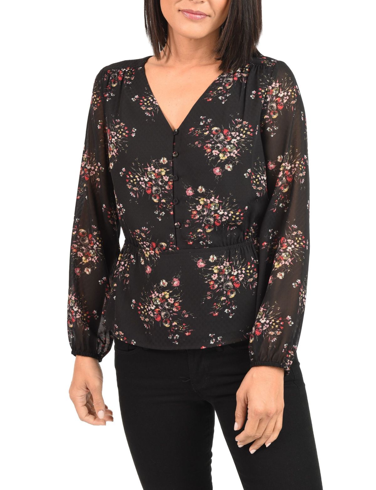 DR2 by Daniel Rainn Boho V-Neck Peasant Top Blouse | Belk