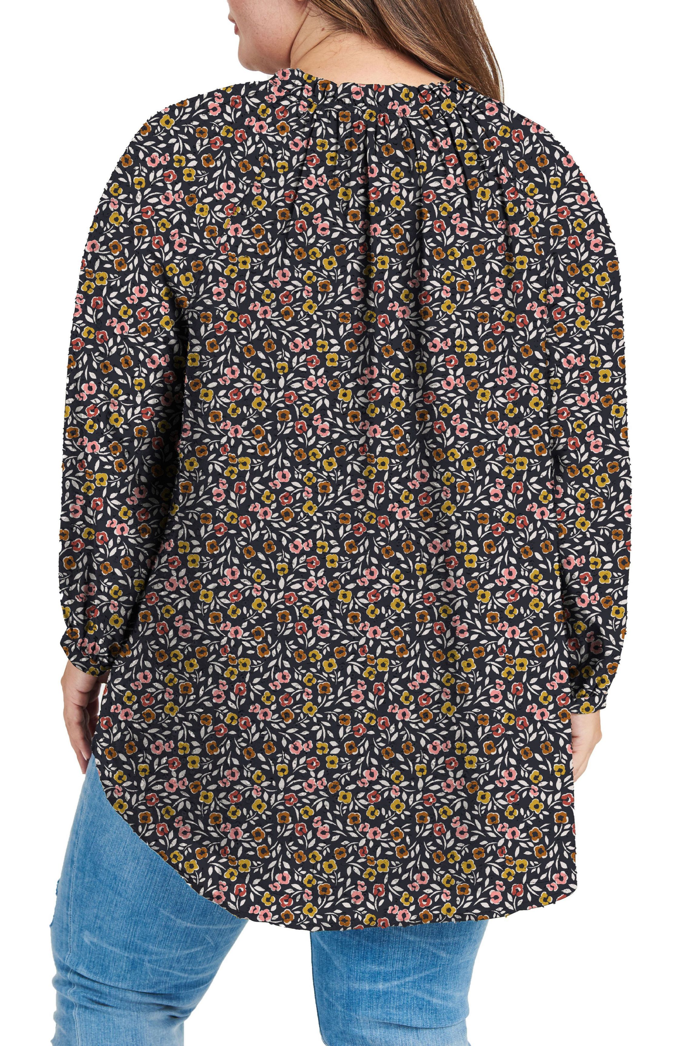 DR2 by Daniel Rainn Sheer Long Sleeve Tunic Top with Ruffle Collar ...