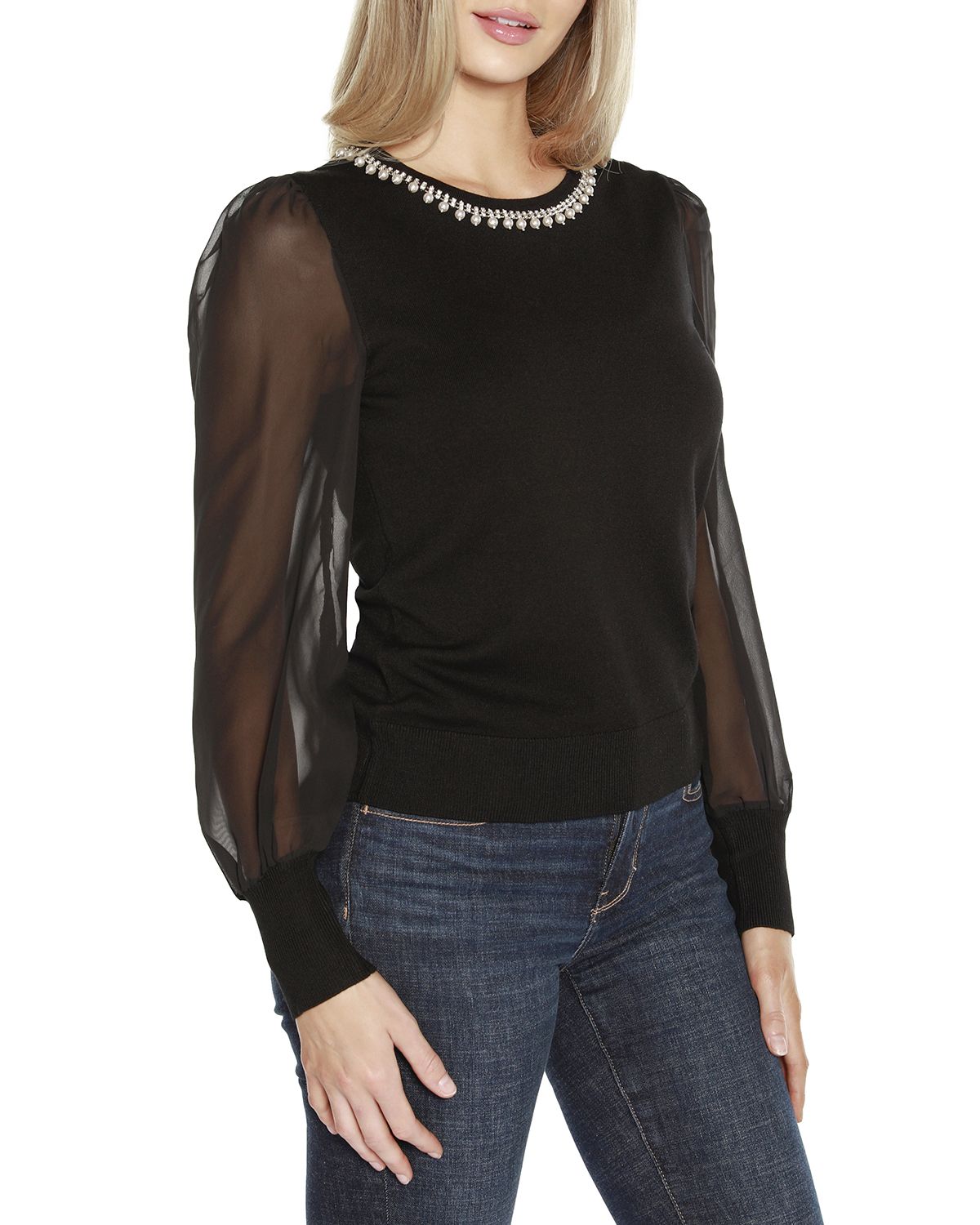 Belldini Embellished Neckline Sweater | Belk