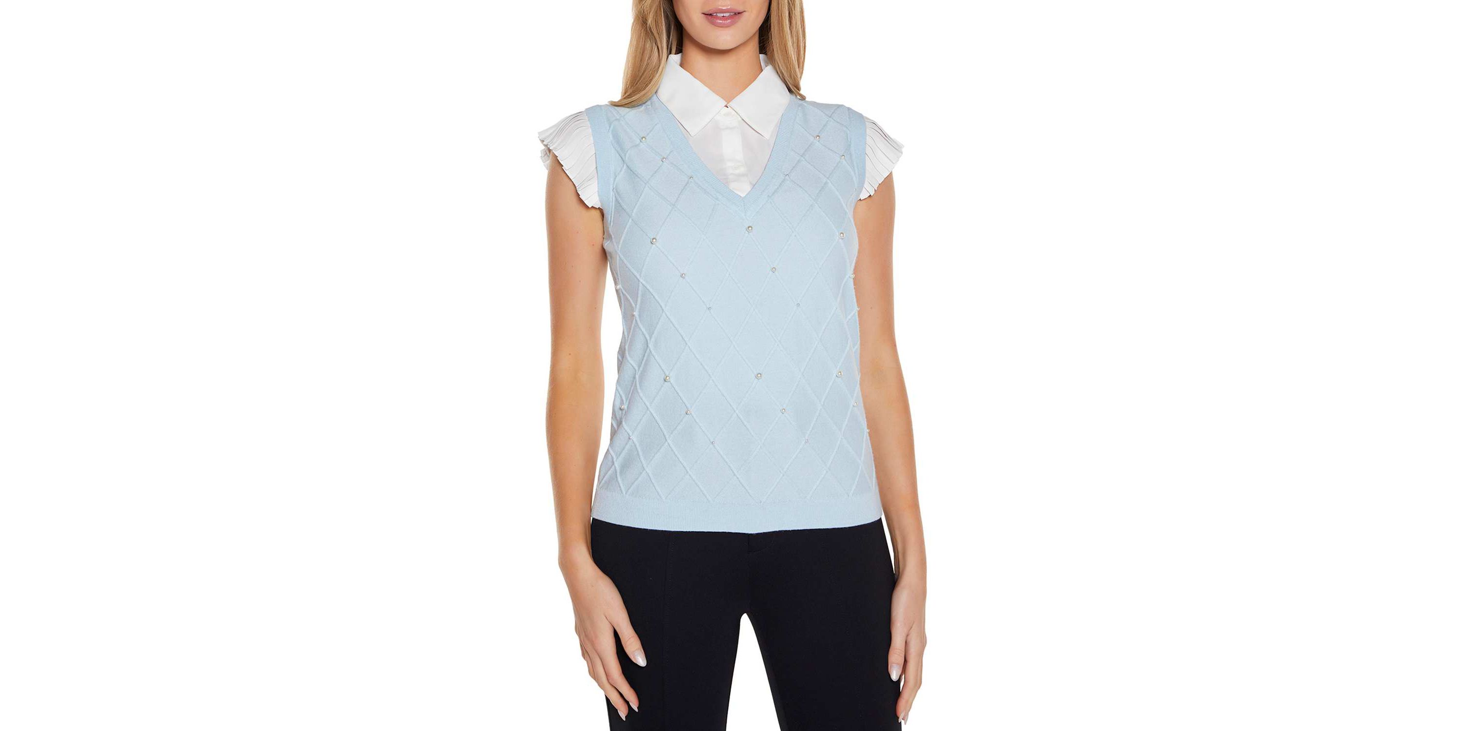 Belldini Flutter Sleeve Two-fer Sweater | Belk