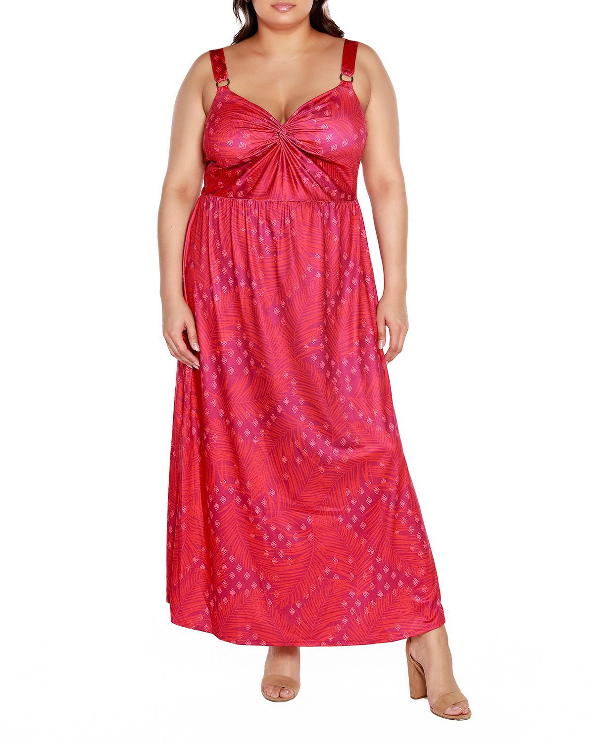 Belldini Black Label Plus Size Twist-Front Printed Maxi Dress | Belk