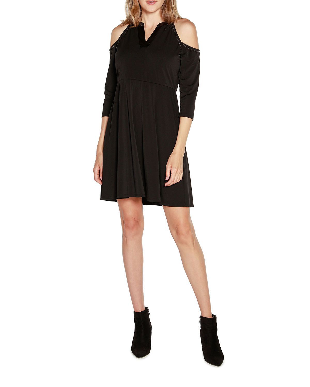 Belldini Black Label Studded Cold-Shoulder Dress | Belk