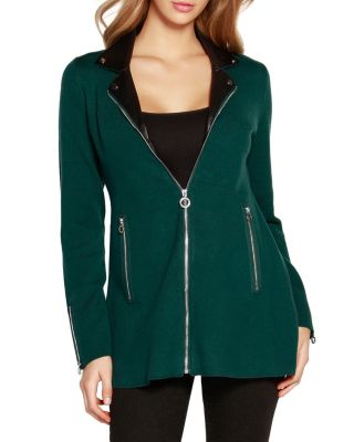 Belldini Black Label Faux Leather Collared Sweater Jacket | belk