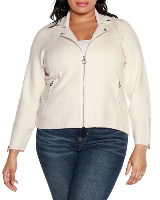 Belldini Black Label Plus Size Motorcycle Sweater Jacket | belk