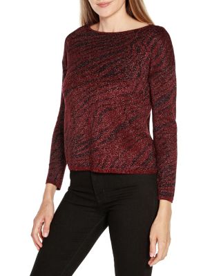Belldini Black Label Shiny Zebra Jacquard Sweater | belk
