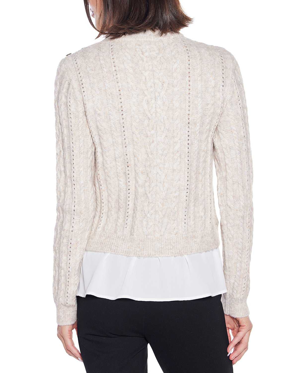 Belldini Black Label Chiffon-Hem Cable Sweater | Belk