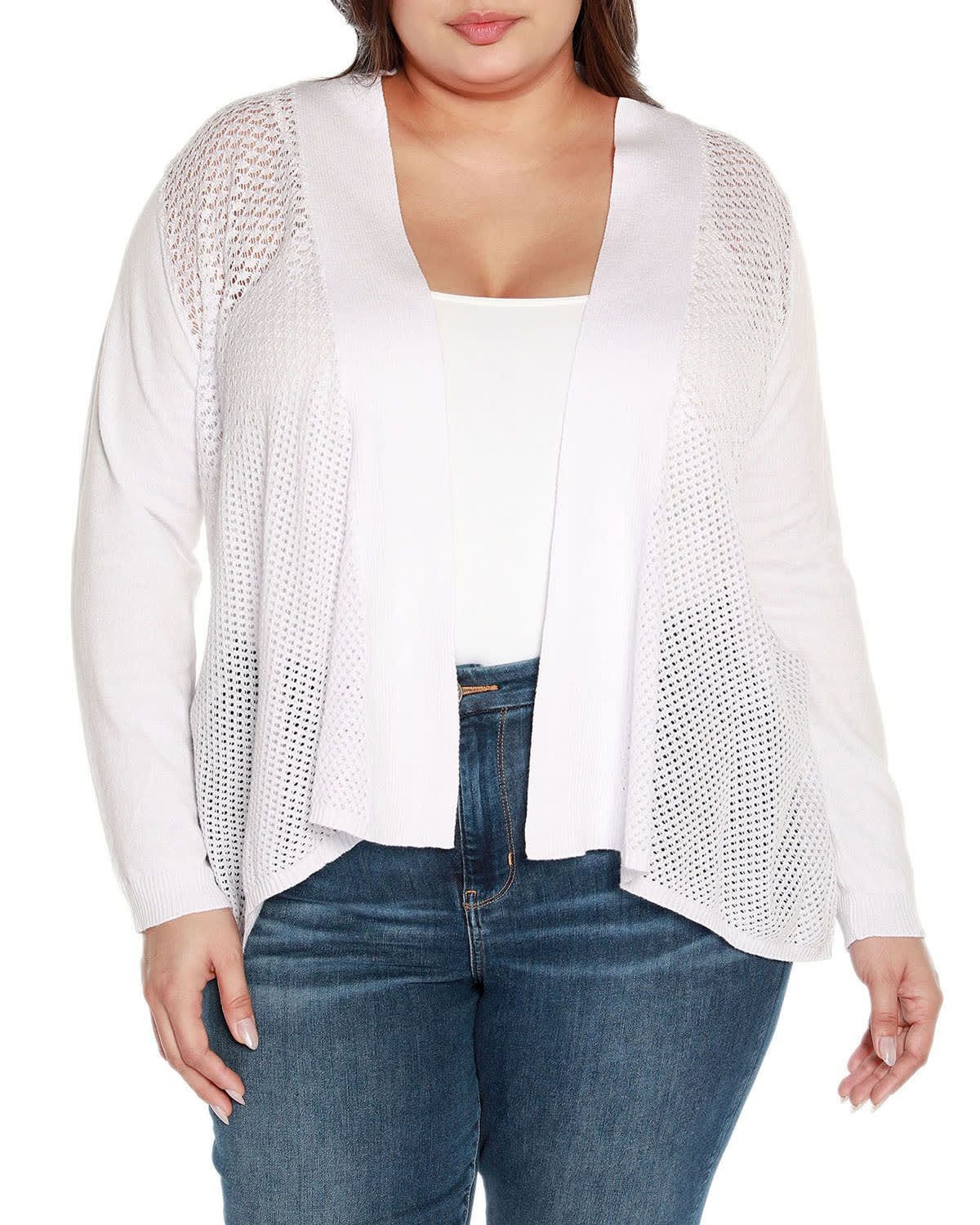 Belldini Plus Size Hi-Low Open-Front Swing Cardigan Sweater | Belk