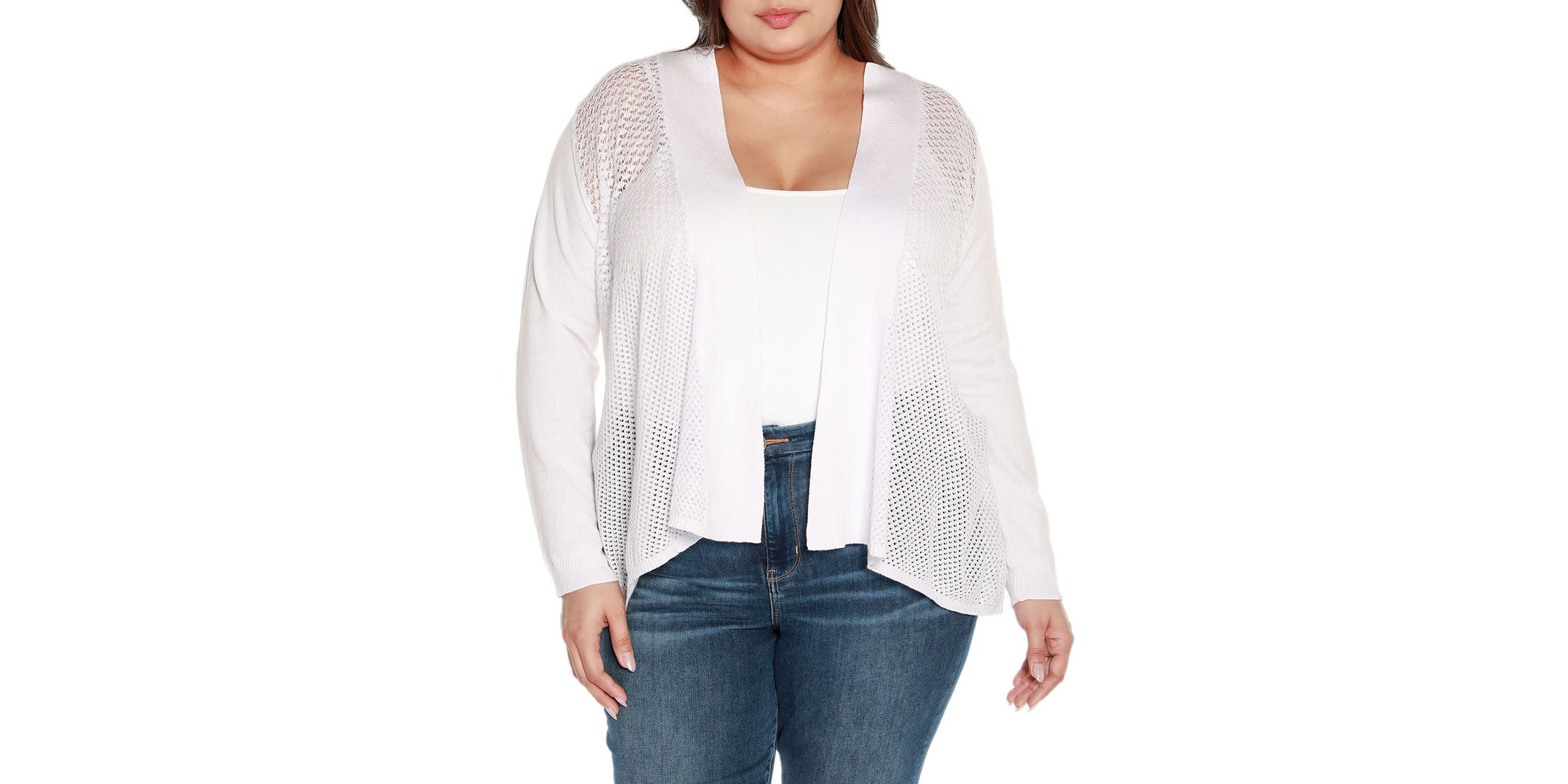 Belldini Plus Size Hi-Low Open-Front Swing Cardigan Sweater | Belk